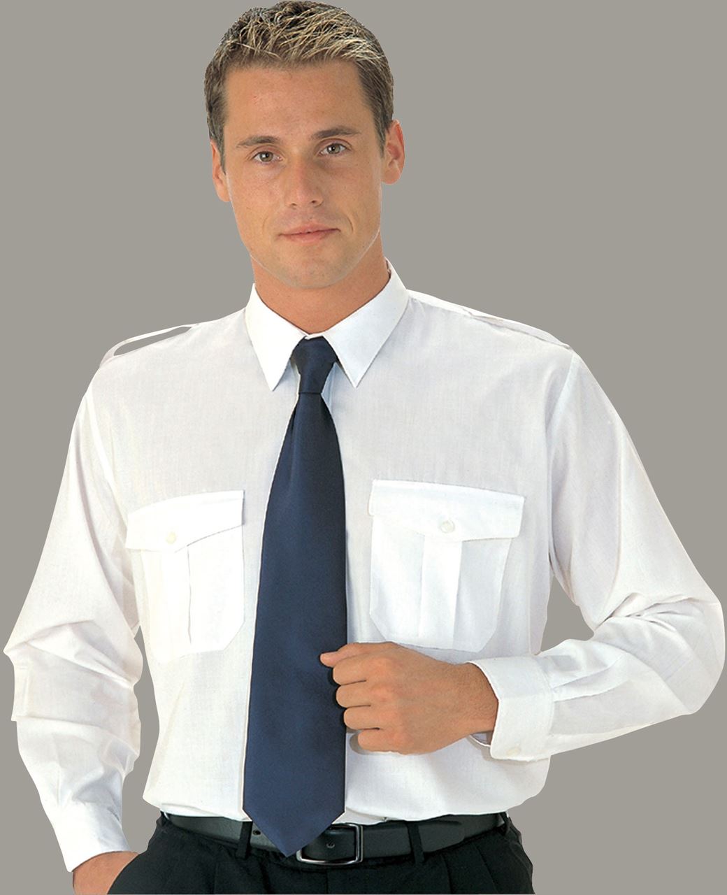Portwest S102 Long Sleeve Pilot Shirt Polyester Cotton White North