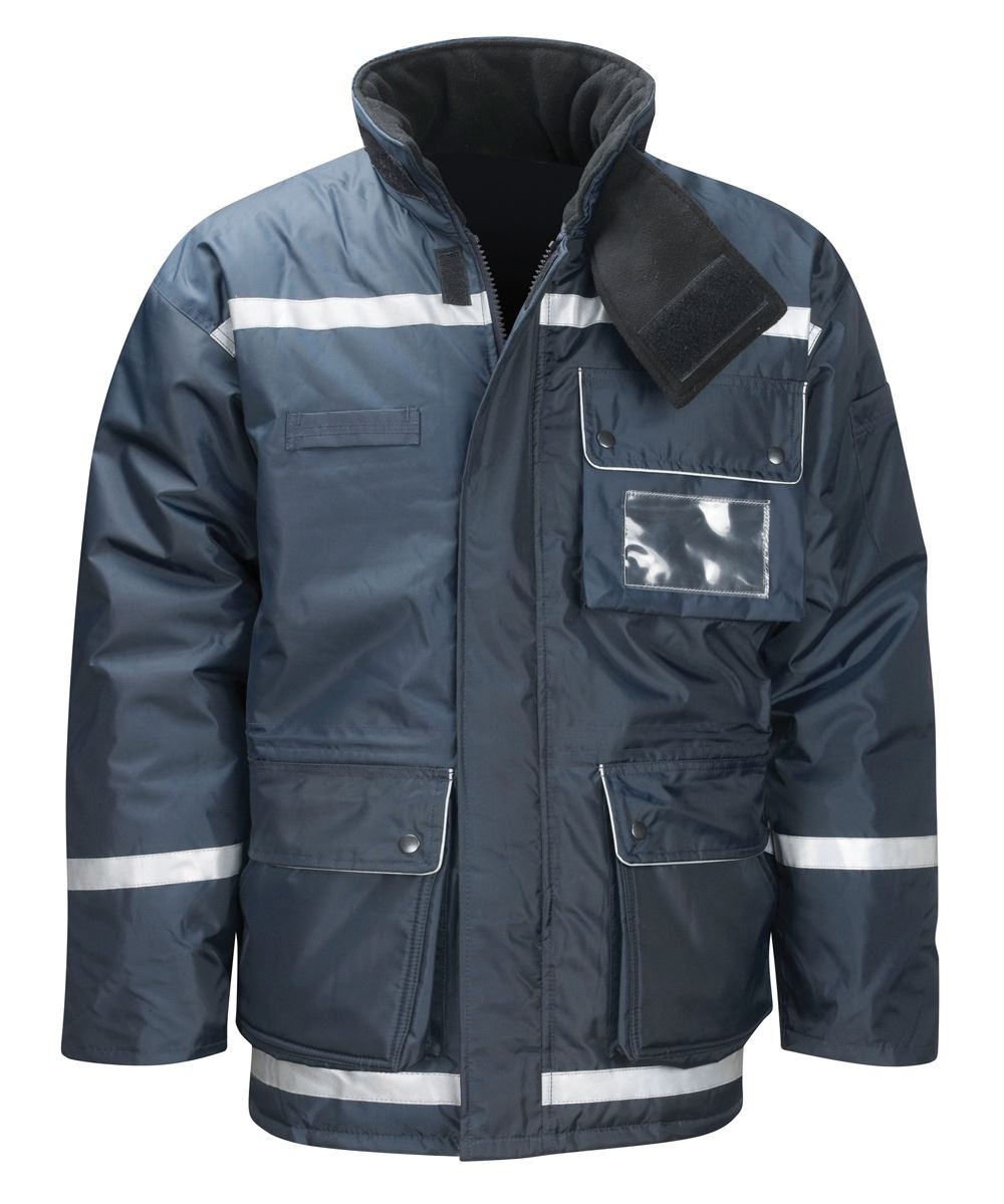Freezer Jacket Coat, Thermal Wadding, Reflective Tape Jacket, Navy ...