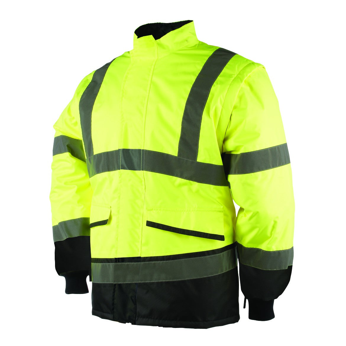Sieon Malbro Hi Vis Bomber Jacket with Detachable Sleeves Yellow 347A ...