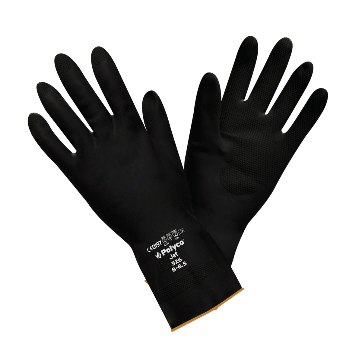 Polyco Jet Heavy Duty Gauntlets Reusable Natural Rubber Black – North ...