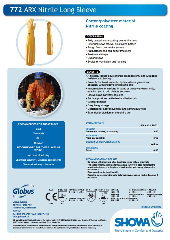Showa 772 Arx Nitrile Coated Long Sleeve Gauntlet Glove – North Sea ... Showa 772 Arx Nitrile Coated Long Sleeve Gauntlet Glove – North Sea ...