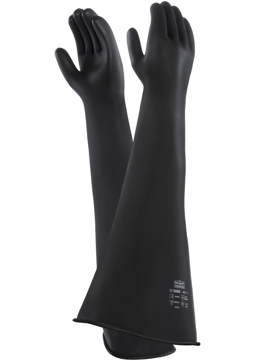 Marigold Me108 Black Rubber 24'' Gauntlet Chemical Protection Work Glo ...