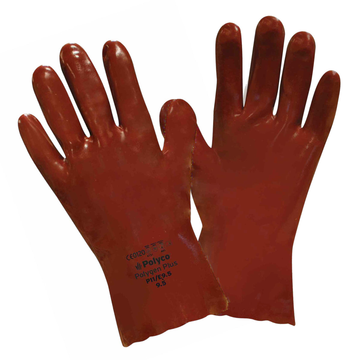 Polyco Polygen Plus™ Red PVC Chemical Resistant Gauntlets 27cm Size 10 ...