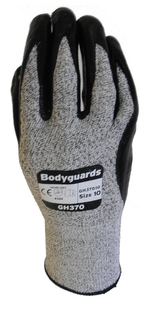 Polyco Bodyguard GH370 Level 5 Cut Resistant Gloves Nitrile Palm Coati ...