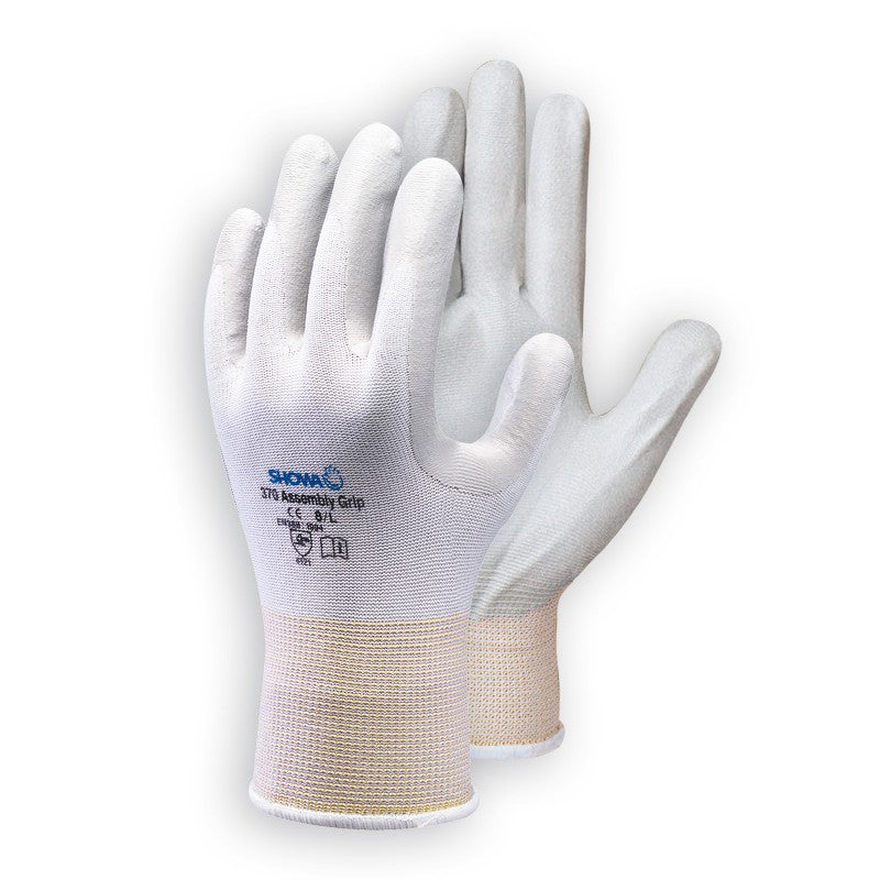 Showa 370 Nitrile Palm Coated 4.1.2.1 White Assembly Grip Gloves ...