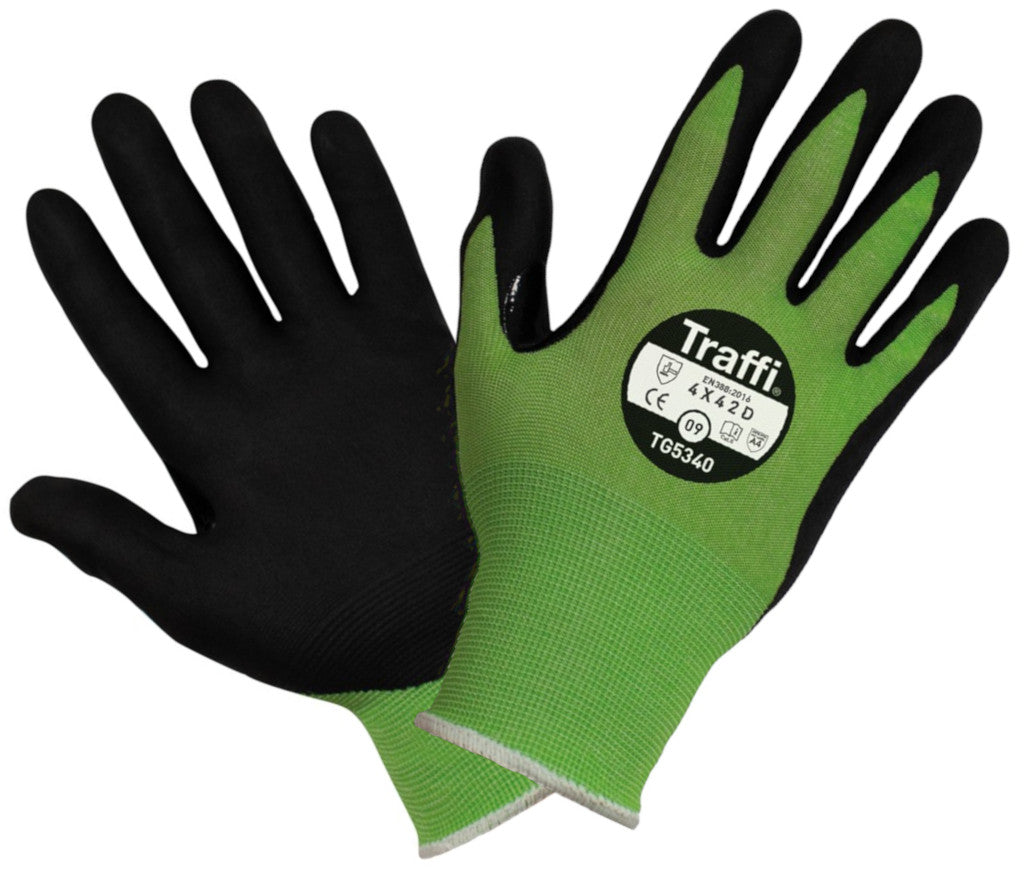 TraffiGlove TG5340 Work Gloves Level D Cut Resistant Nitrile Coating ...